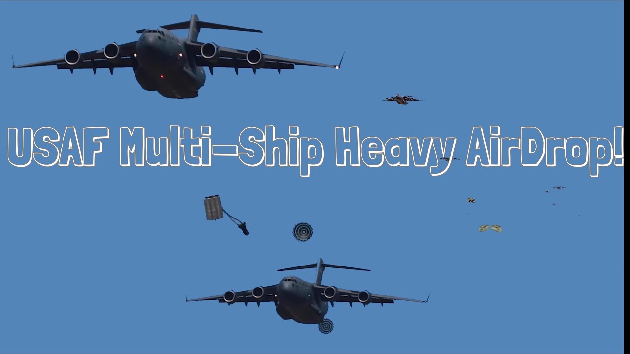 USAF Spectacular multi-ship Heavy Equipment AirDrop - Hawaii - YouTube