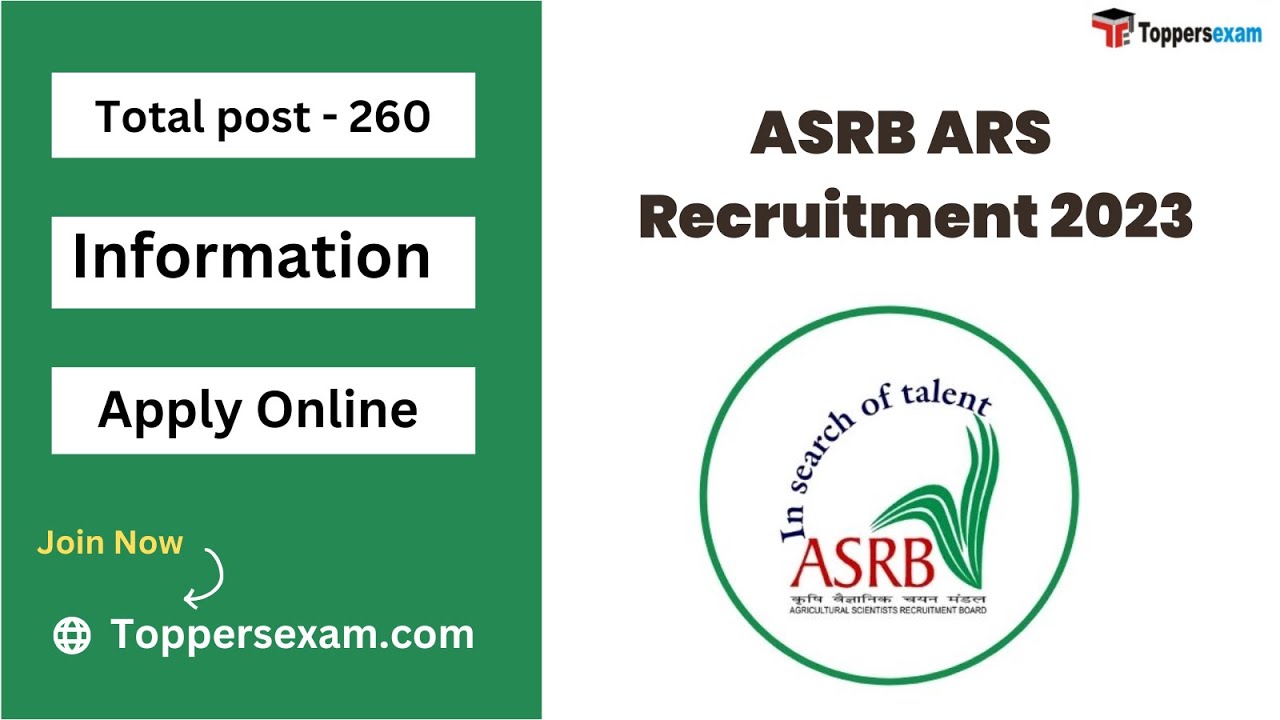 ASRB ARS Recruitment 2023 / Eligibility 2023 / Qualification / Age ...