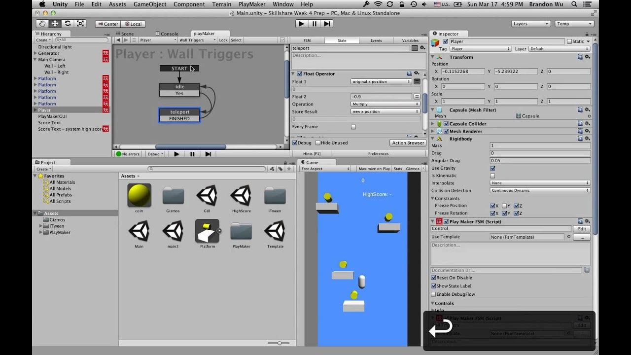 Make Your First Video Game in 4 Weeks with Unity (No Coding) - Debugging Wall Stuck - YouTube