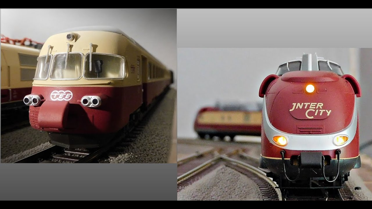 Zwei legendäre Triebwagen -TEE und IC - auf Modellbahngleisen - YouTube