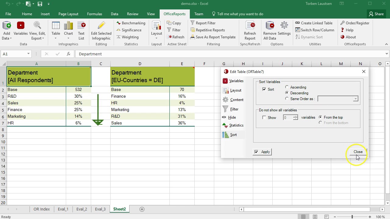 Sort a table in the same order as a different table - YouTube