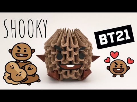 BT21 Shooky 3D Origami Tutorial - BTS LuckyPaper - YouTube