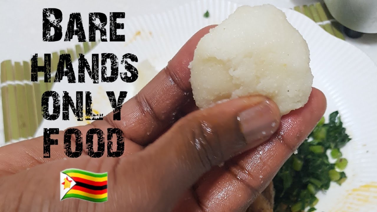 Bare hands only food sadza, chicken stew and vegetable 1/3 - YouTube
