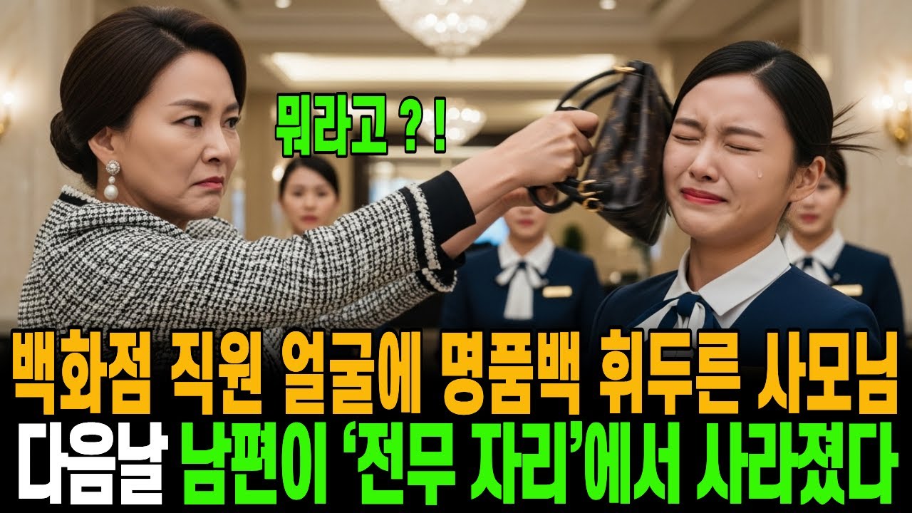 백화점 직원을 회장님 손녀딸인 줄 모르고 명품백으로 후려친 사모님, 다음날 전무 남편의 자리가 사라졌다 - YouTube