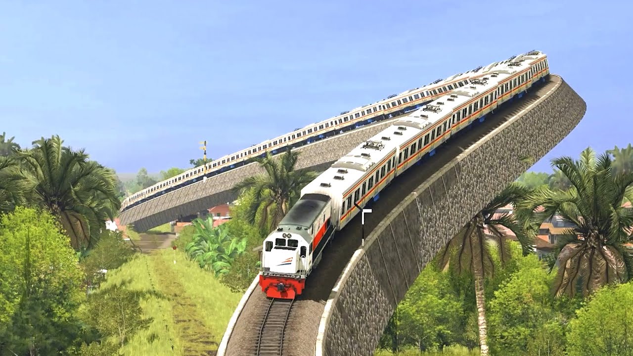 TRAINS DANGEROUS HILL CLIMBING AT ROLLER COASTER RAILWAY TRACKS | Train ...