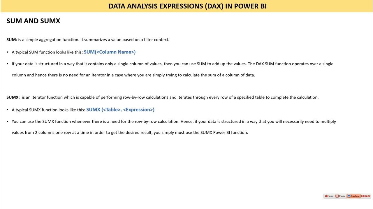 HOW TO USE POWER BI DAX - (TUTORIALSUM vs SUMX FUNCTION IN POWER BI ...