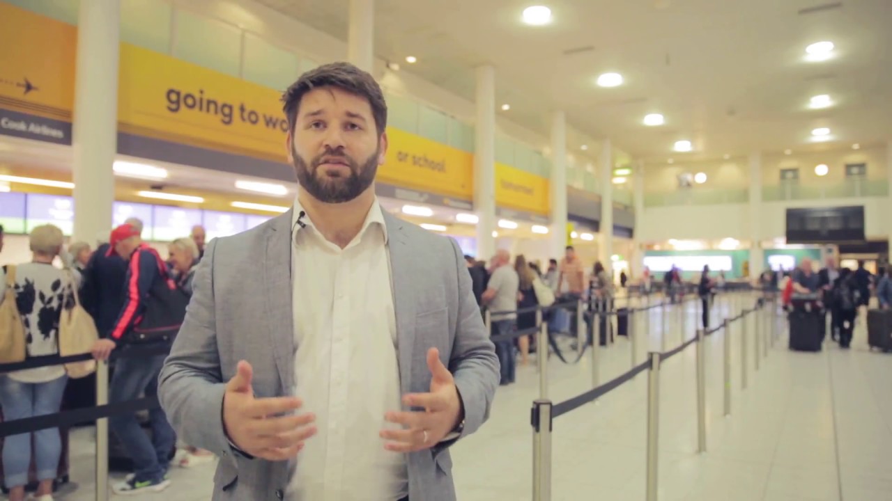 Thomas Cook Airlines advertising at Gatwick Airport - YouTube