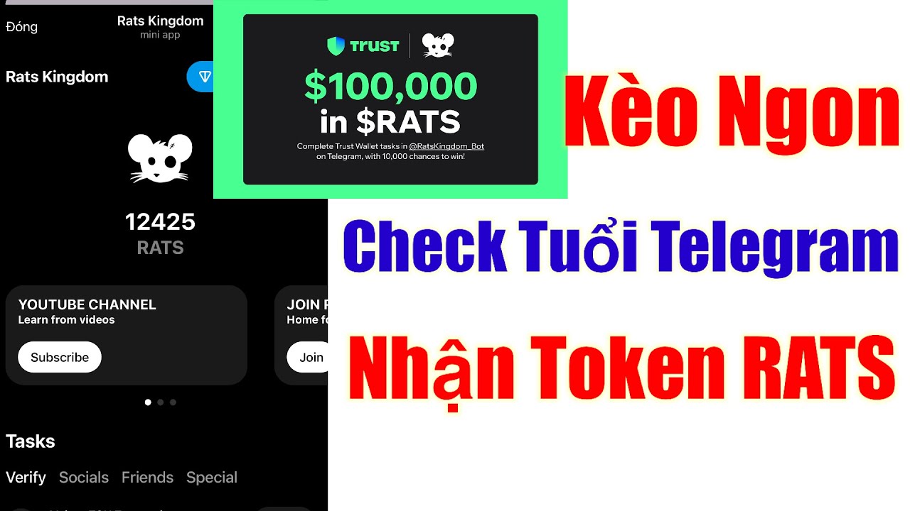 Kèo Ngon Check Tuổi Telegram Nhận RATS Token, Được Chính Chủ TRUST WALLET Shill Không Nên Bỏ Lở ...