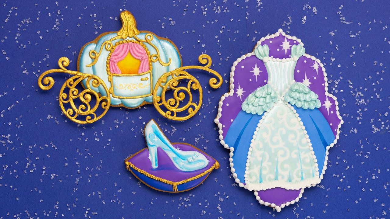 How To Decorate Cinderella Cookies with Royal Icing - YouTube