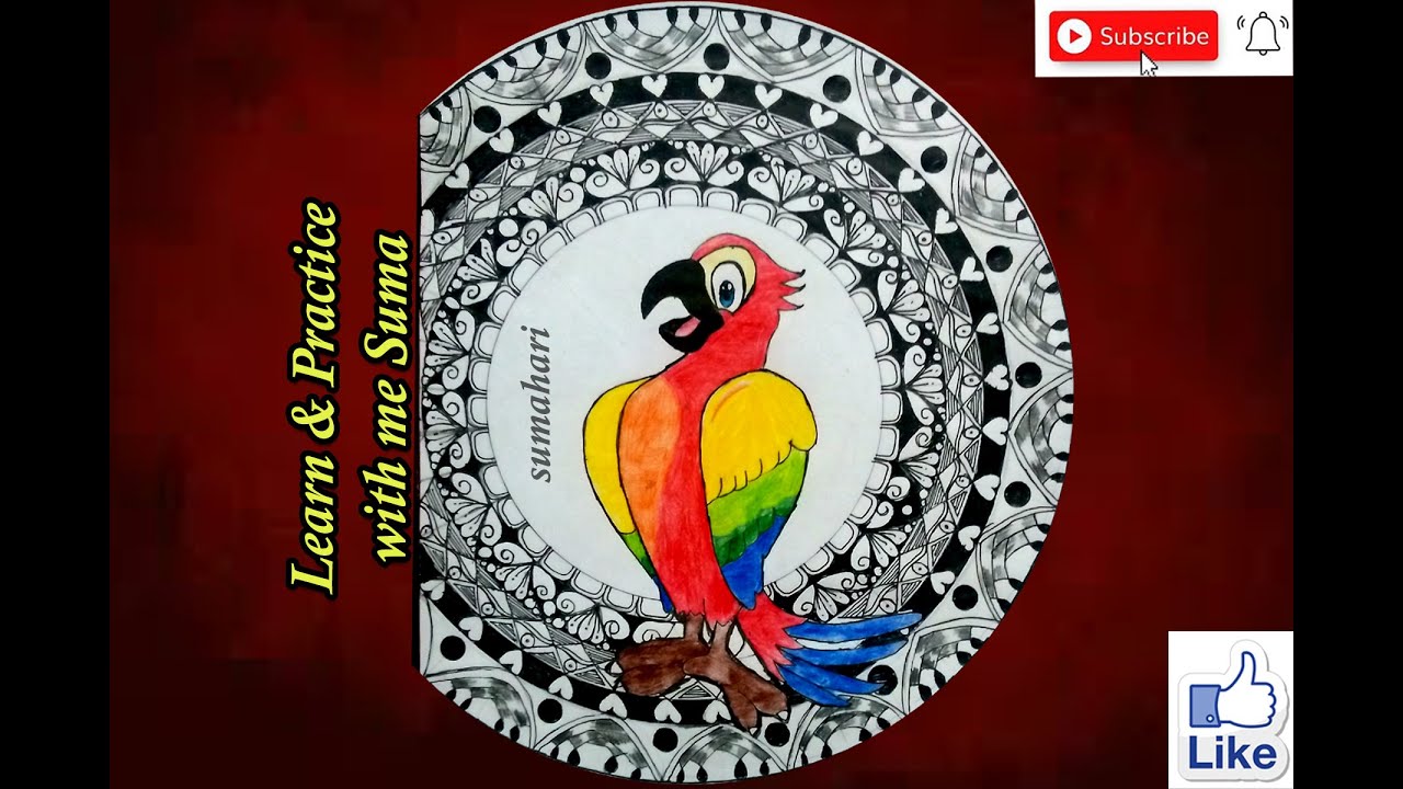 How to draw parrot mandala step by step for beginners || #parrot_theme ...