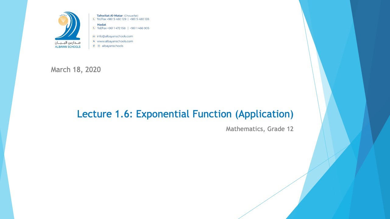 Lecture 1.6 Exponential Function (Application) - YouTube