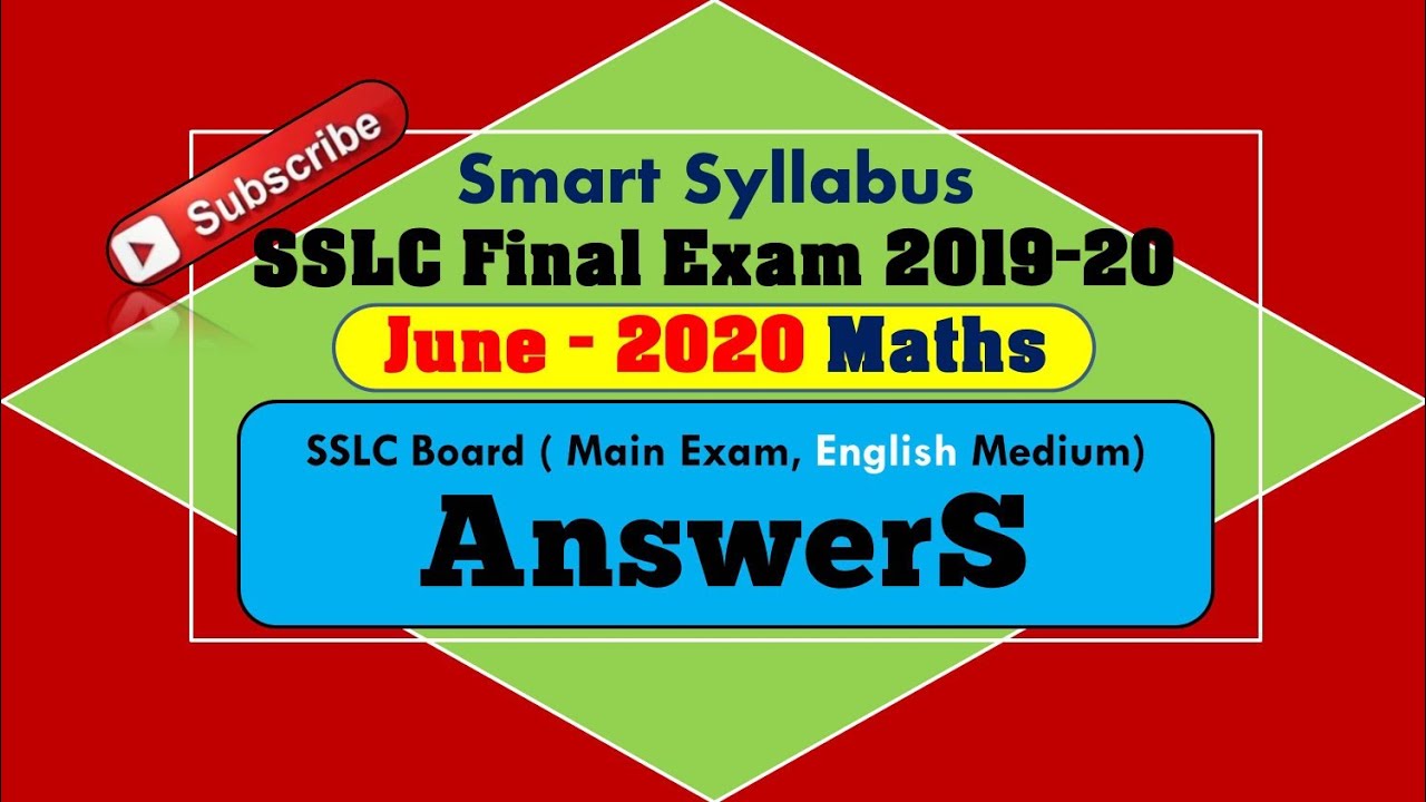 SSLC Board Exam Maths Model Answer Papers | March June 2020 Board ...