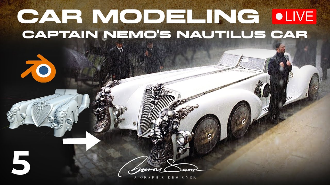 Captain Nemo's Six-Wheeled Nautilus Car - Part 5 #blender #blender3d #modeling #nautilus - YouTube