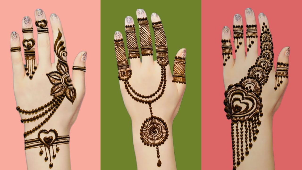 top 3 most beautiful mehandi designs||latest mehandi design tutorial ...
