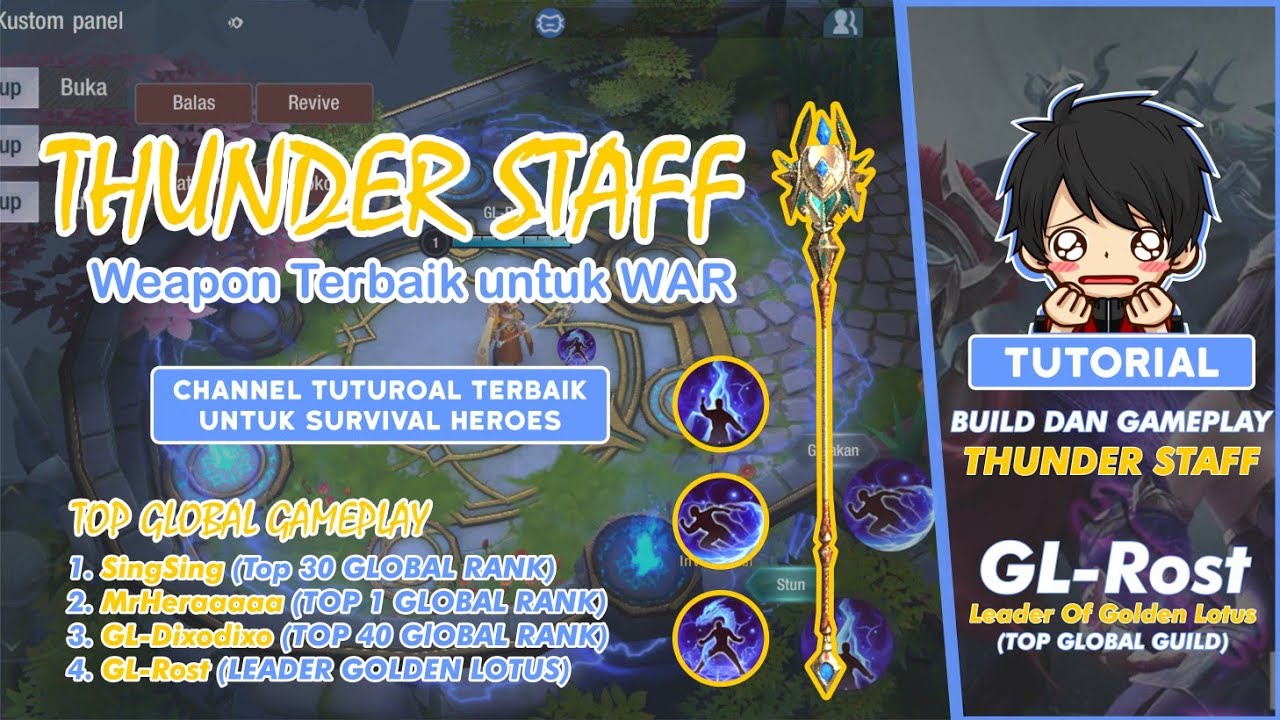 THUNDER STAFF, SURVIVAL HEROES TUTORIAL BUILD, SKILL, GAMEPLAY. TOP ...
