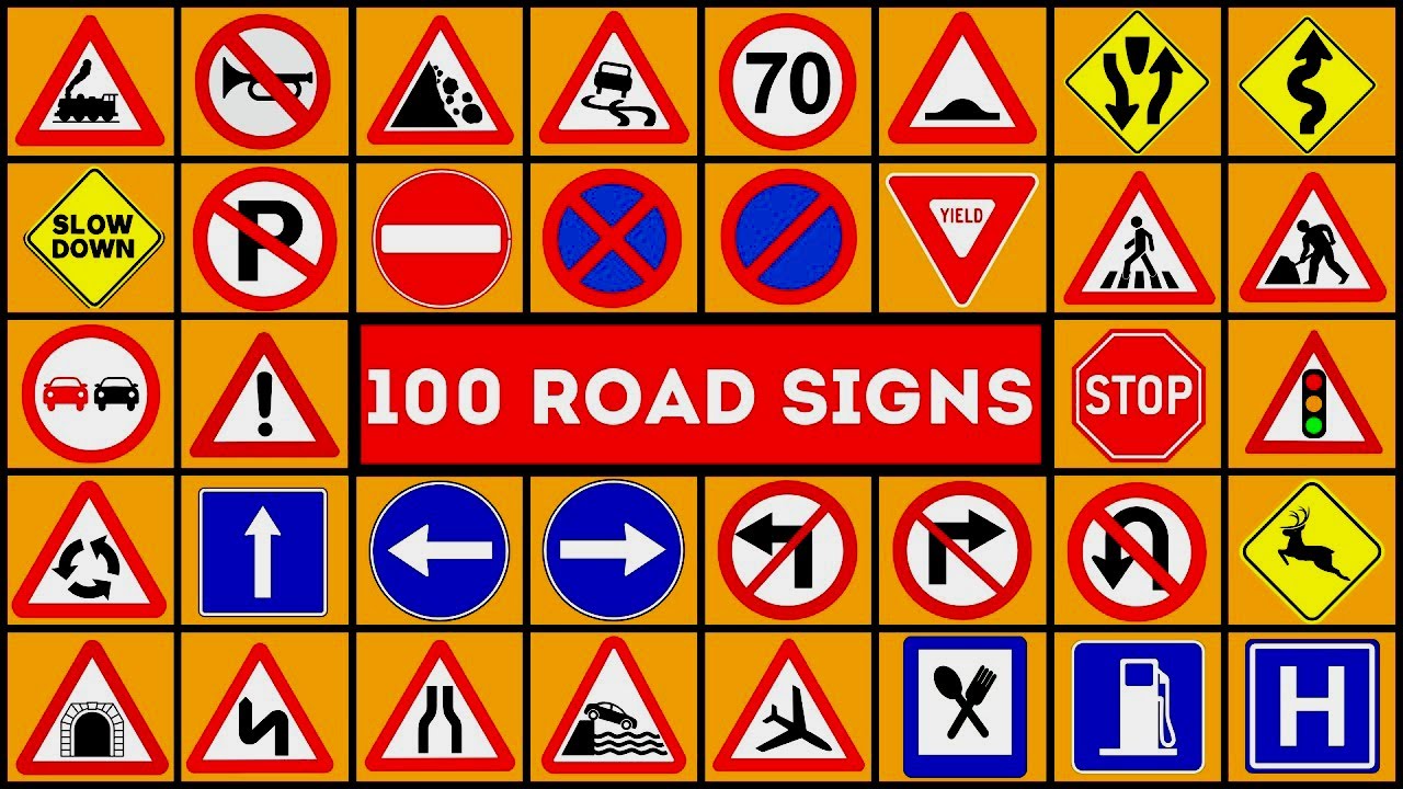 100 Important Road Signs with their Meanings | Traffic Signs | Street ...