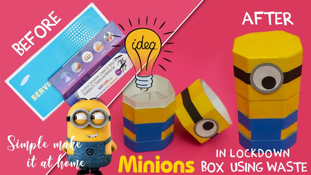 How to make DIY MINIONS BOX from pain gel box make simple at home in ...