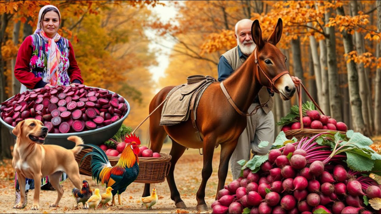 IRAN Village life : Delicious beetroot, winter food - YouTube