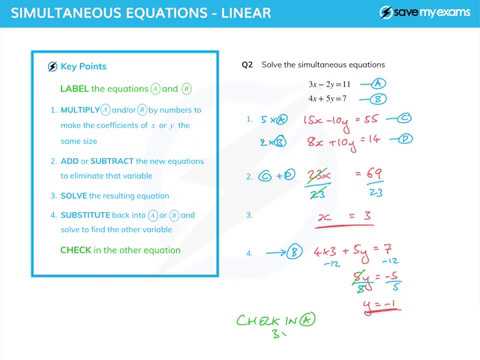 Simultaneous Equations - Linear - YouTube
