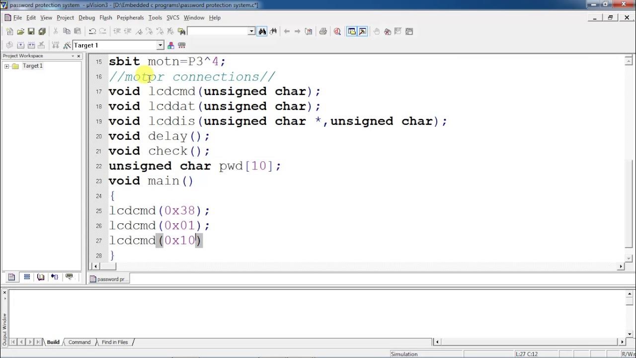 Embedded c program for Password protection using 8051 microcontroller ...