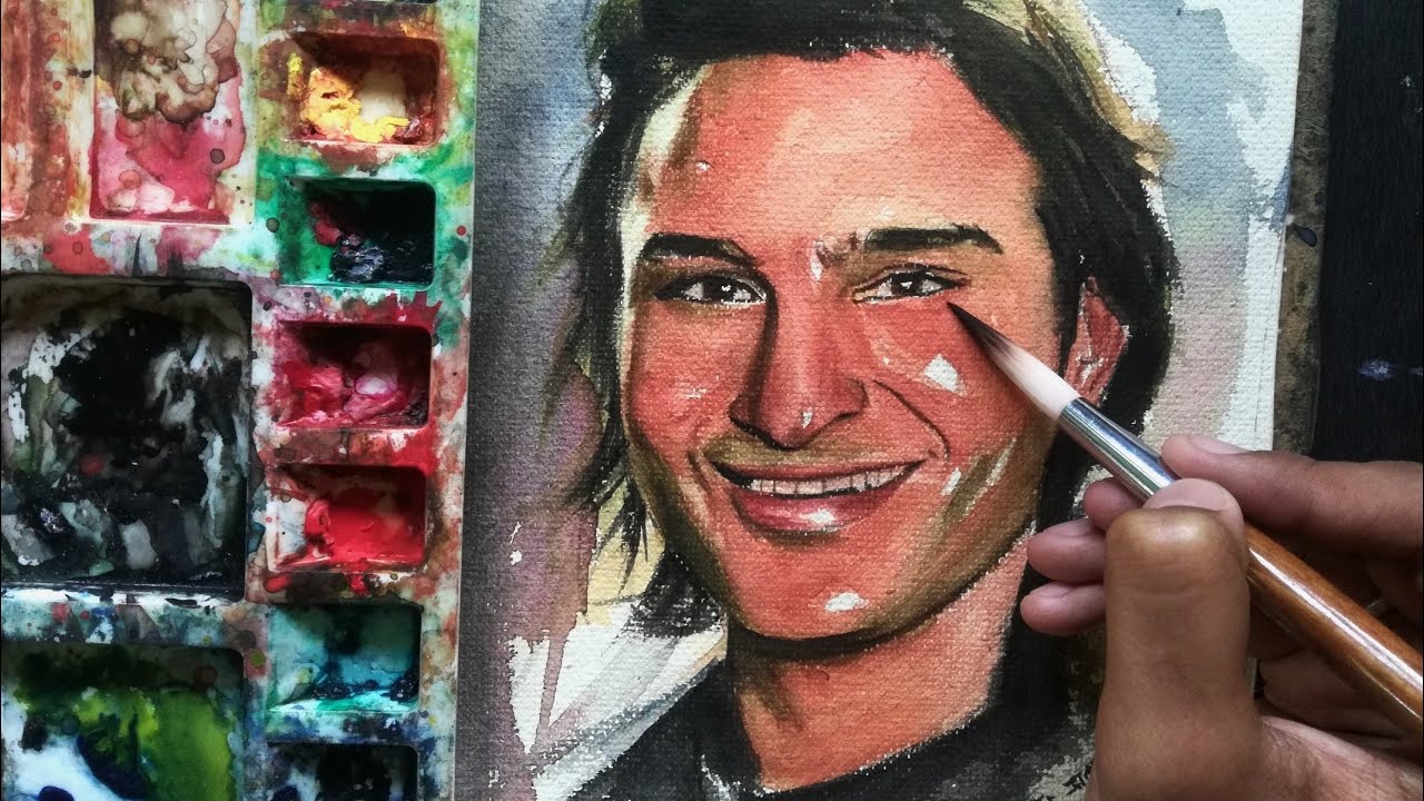 Saif Ali Khan Painting 😍 | Ole Ole | Watercolor Drawing | Watercolor ...