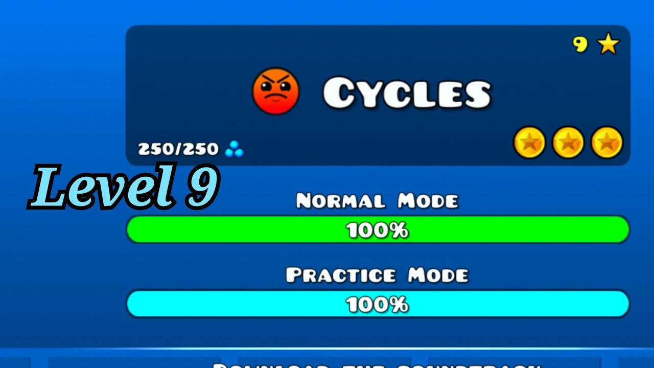Geometry Dash - Level 9 Cycles - All Coins Full Gameplay - YouTube