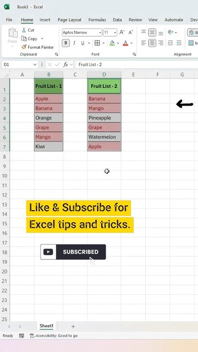 Highlight Duplicate Values Between Two Lists in Excel | Excel Tip - YouTube