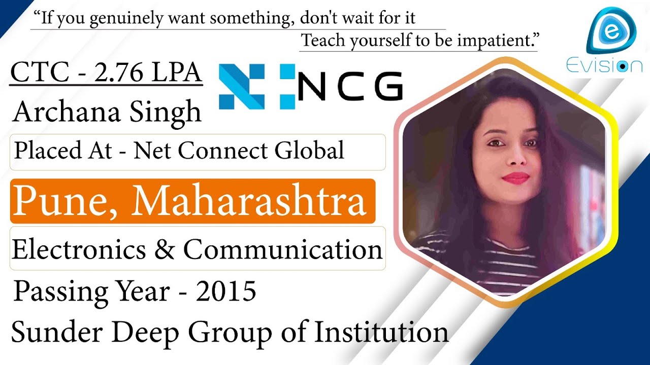 Congrats,|Archana Singh,Selected in Net Connect Global Pvt Ltd |2.76LPA ...