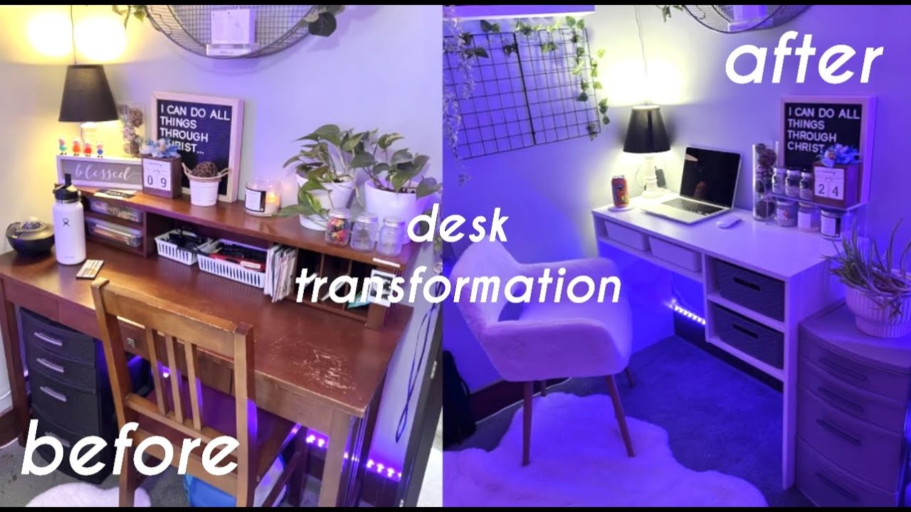 AESTHETIC DESK TRANSFORMATION!! || clean, organize, and decorate with ...
