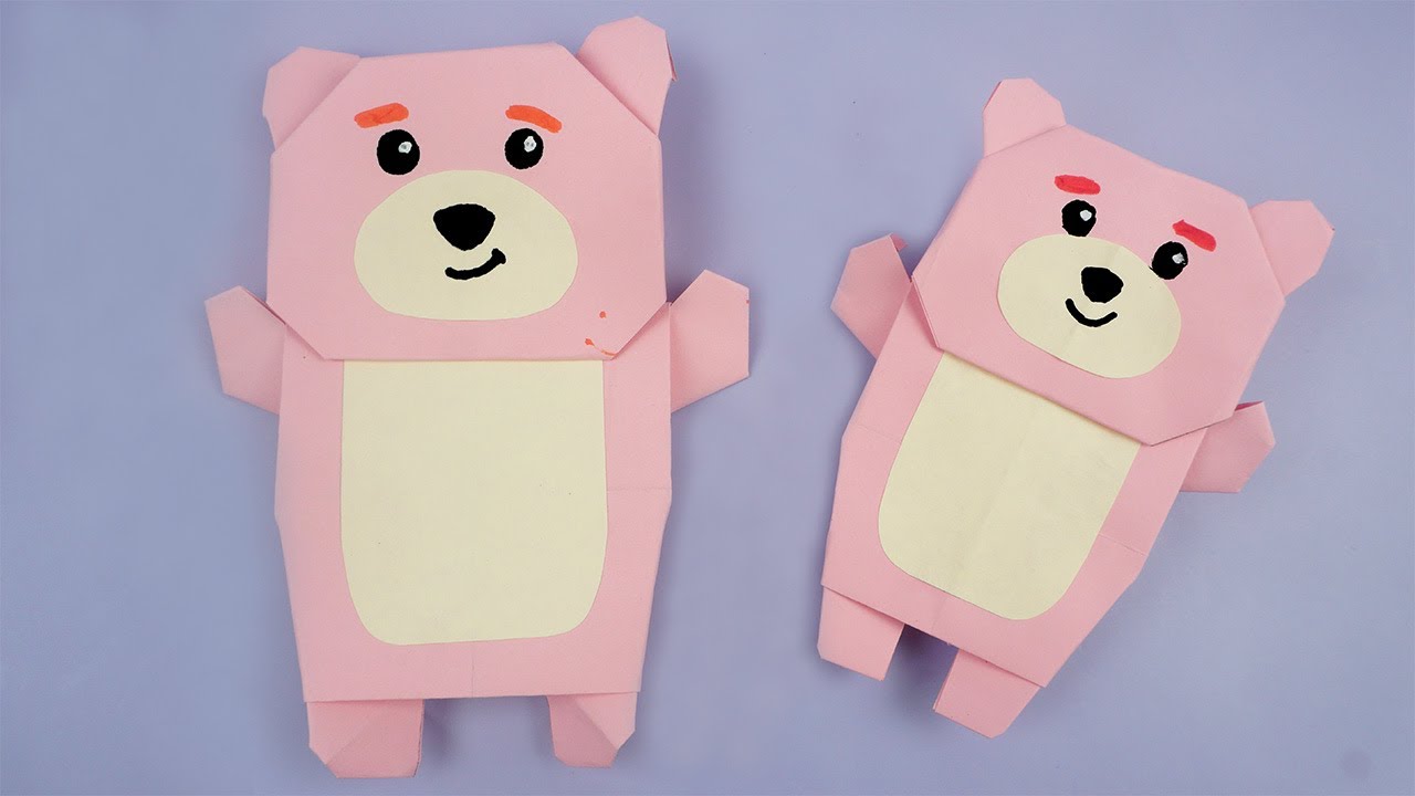 Como hacer un oso de origami 🐻 - Oso de papel - Animales de papel - YouTube