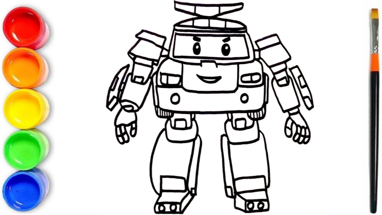 ROBOCAR POLI Drawing For Kids, Toddlers. Learn Drawing, Art Video ...