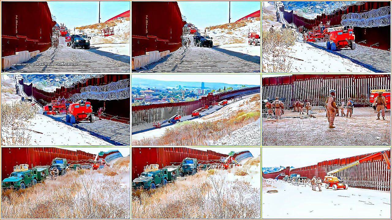 Marines FORTIFY Border Wall with Concertina Wire in California! - YouTube