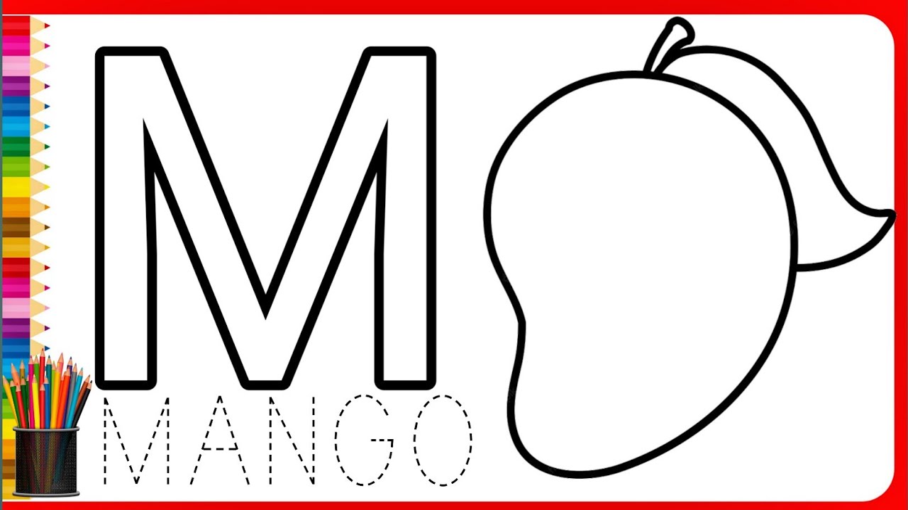 How to draw Alphabet letter M।M for mango। alphabet drawing video for ...