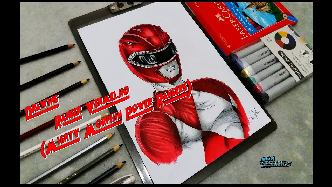 Speed Drawing Ranger Vermelho (Mighty Morphin Power Rangers) - YouTube