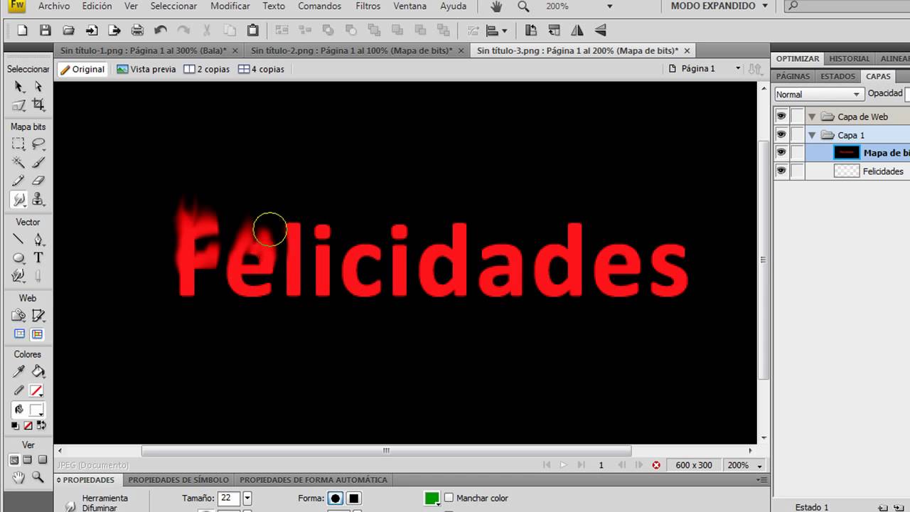 Curso de Adobe Fireworks CS4 - Efecto de texto con fuego - YouTube