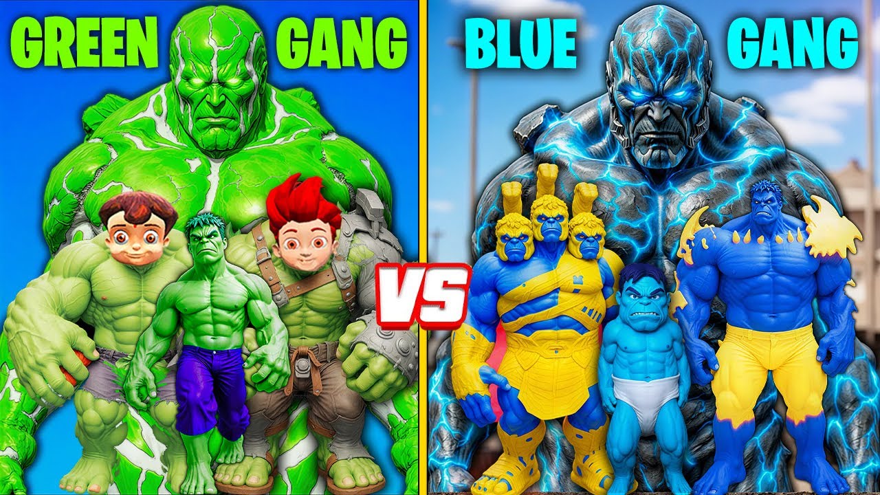 Franklin GREEN HULK GANG vs BLUE HULK GANG In GTA 5 l Franklin Finding ...