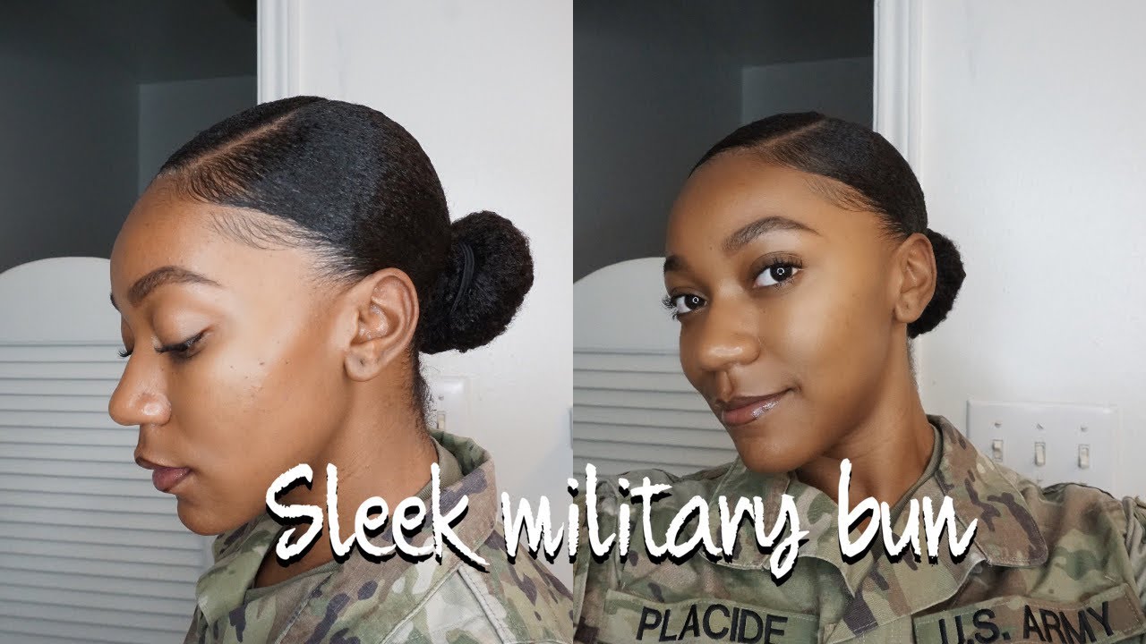 Military Style Bun & “No Makeup” Makeup - YouTube