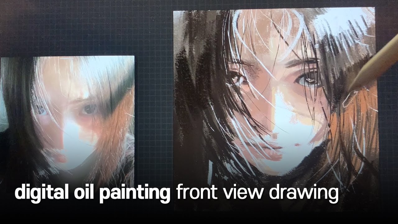 digital oil painting front view drawing - YouTube