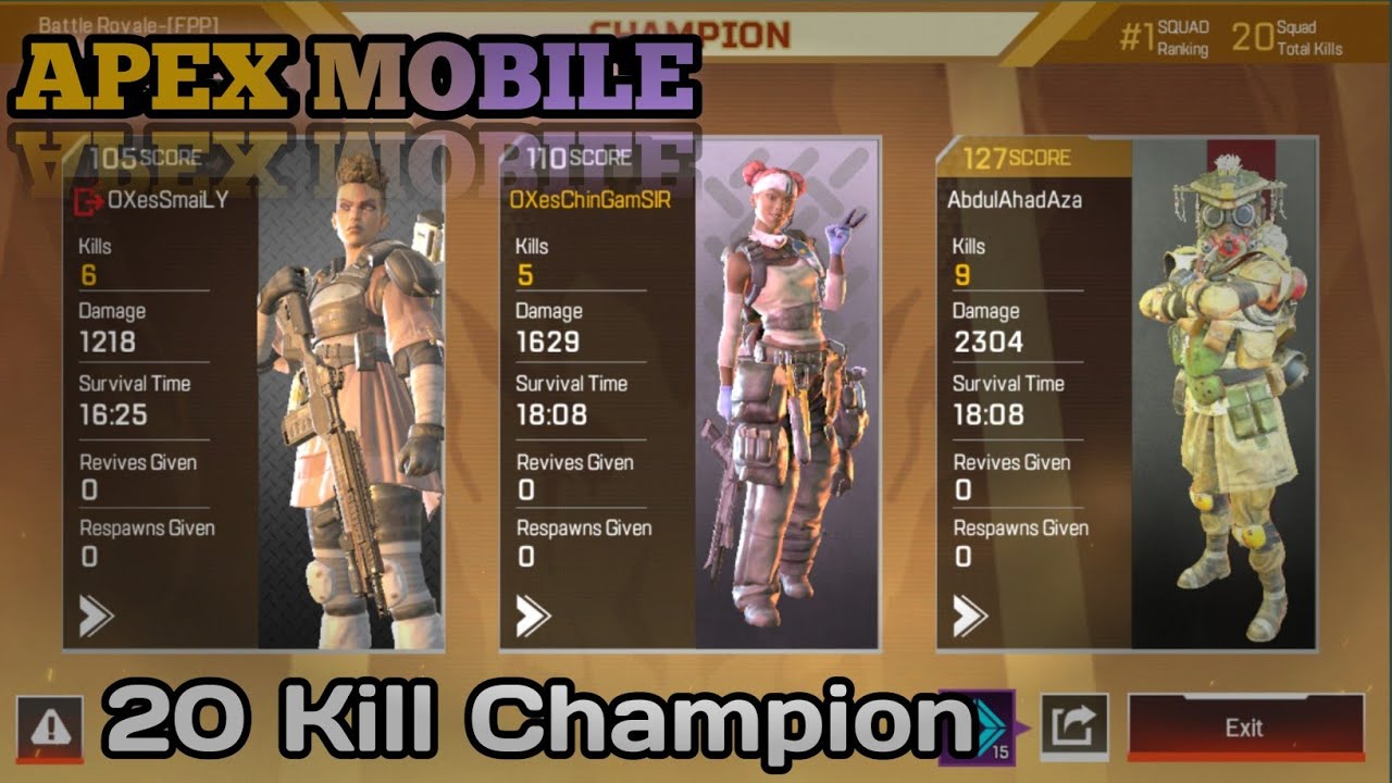 20 Kill Champions | 5000 Damage | FIRST Gameplay | Apex Legend Mobile ...