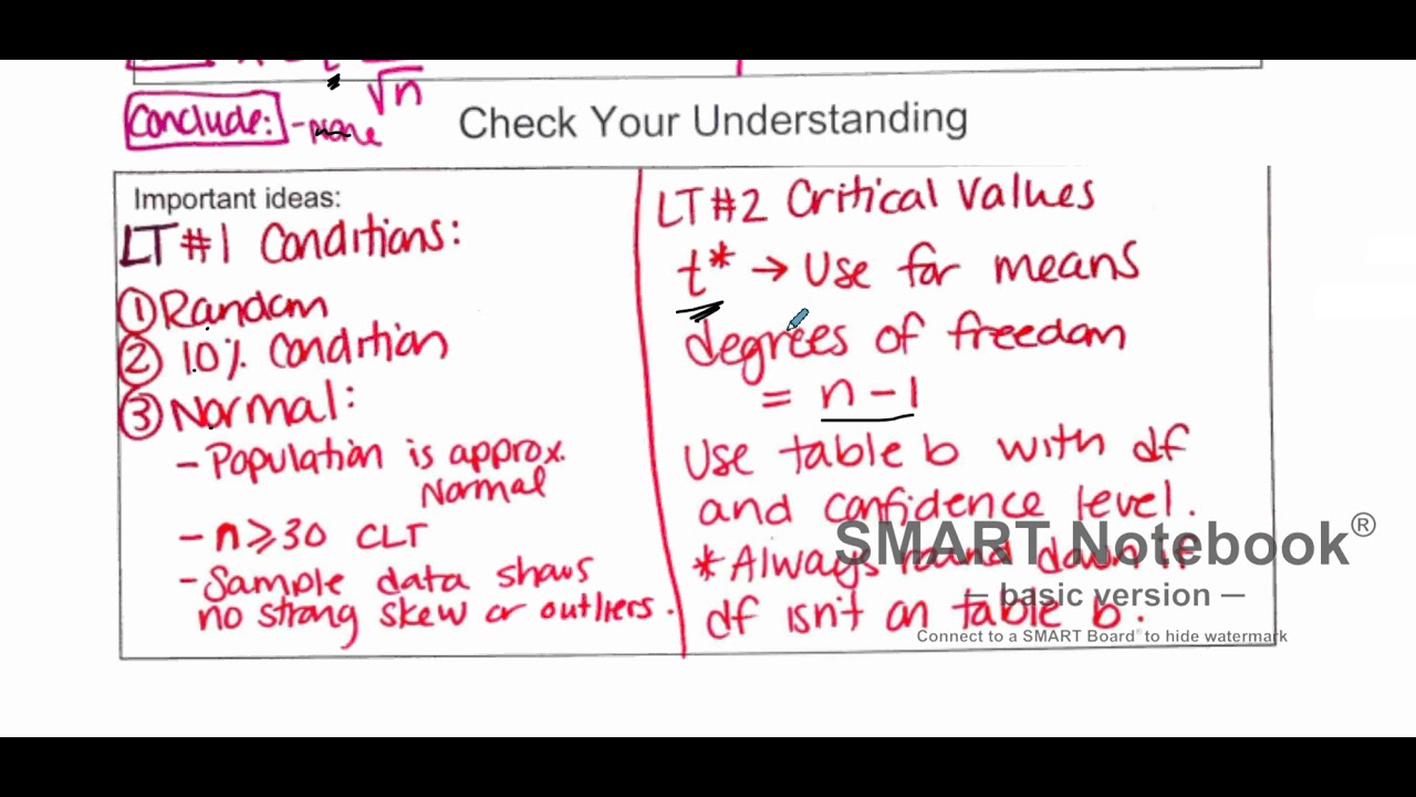 AP Stats 8.3: Constructing One Sample t Interval for Mean - YouTube