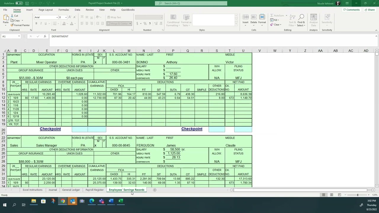 ACC 140 Payroll Project 2022 Video 6 - YouTube