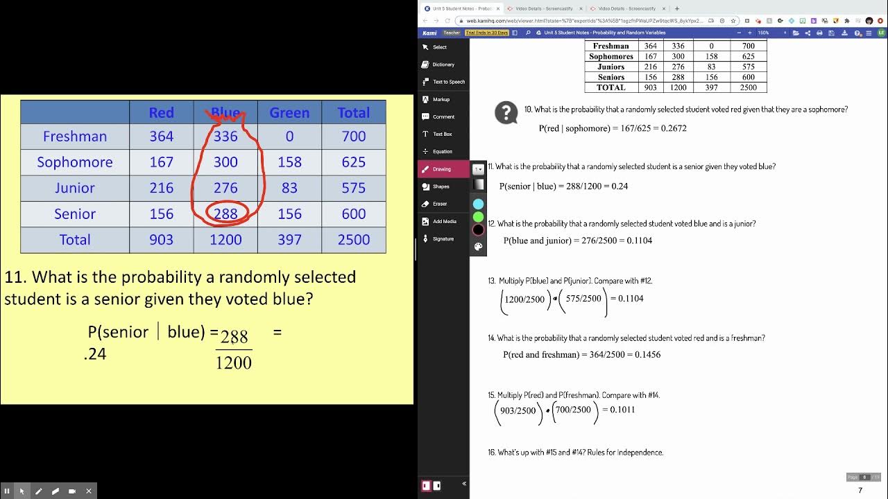 AP Statistics - Conditional Probability and Independence - YouTube