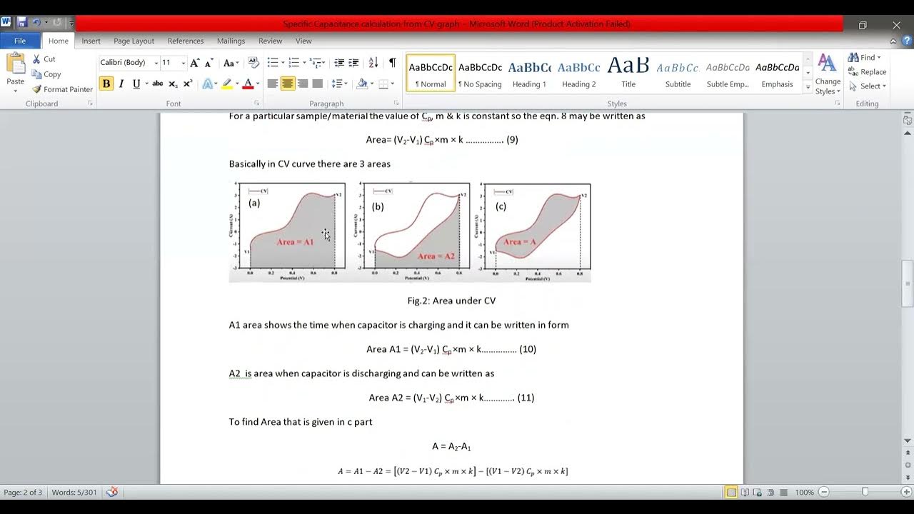 How to calculate specific capacitance from CV graph - YouTube