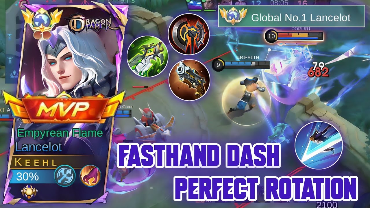 LANCELOT PERFECT ROTATION & FASTHAND DASH! GLOBAL LANCELOT SOLO RANK - MOBILE LEGENDS - YouTube