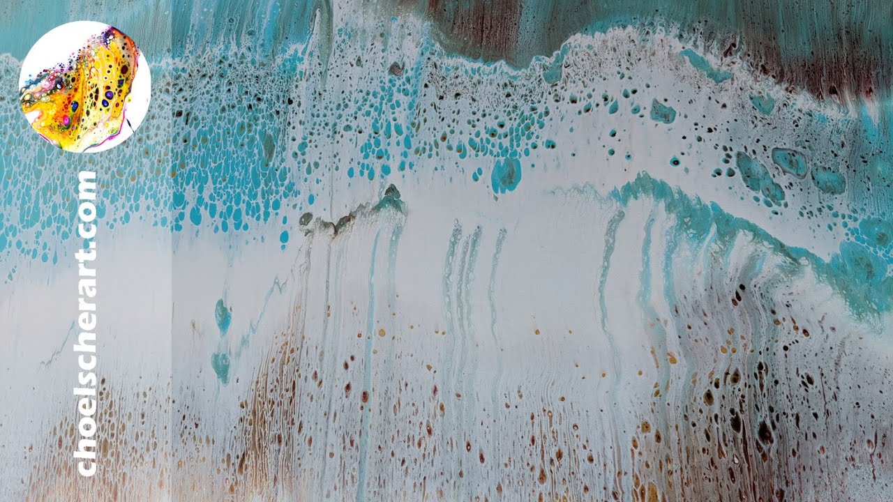 🏝️Acrylic Pour SWIPE with Teal and Gold🏝️ - YouTube
