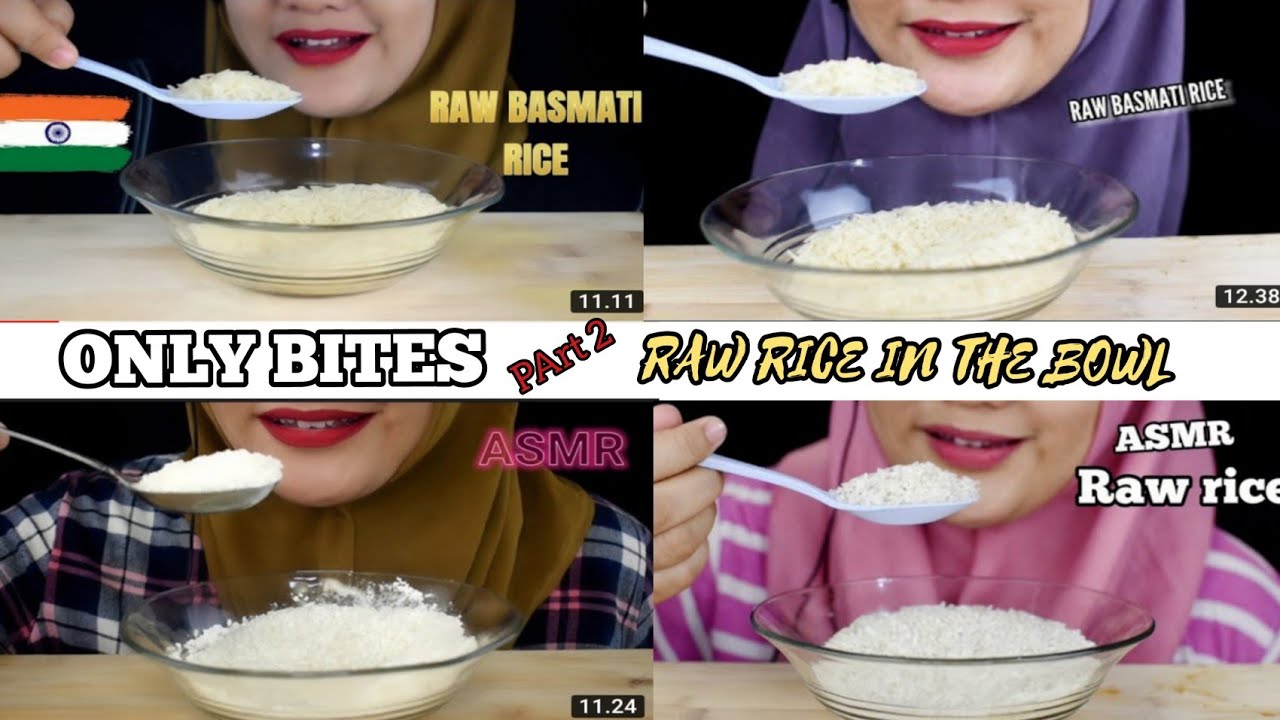 ASMR RAW RICE EATING |COMPILATION RAW RICE IN THE BOWL |ONLY BITES ...