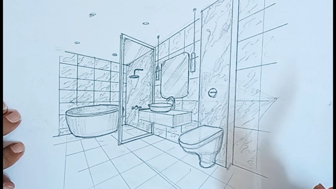 #howtodraw | Bathroom Design with Techniques Using Two Point ...