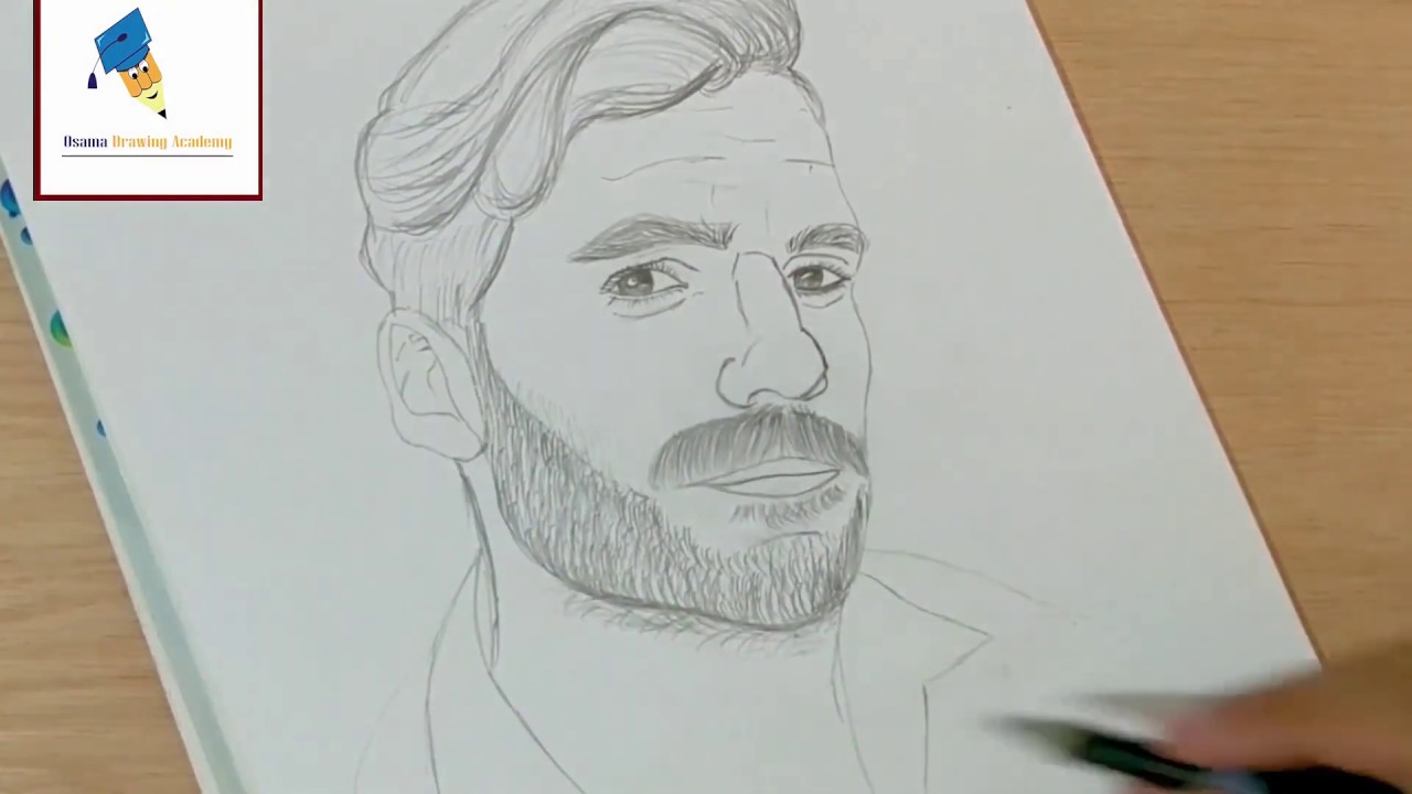 تعليم الرسم تعلم كيف ترسم وجه رجل مع شعر والدقن اللحية رسم الوجه Draw A Mans Face Youtube