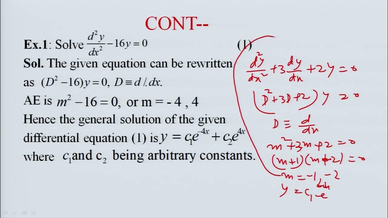 Linear Differential Equations of Nth Order With Constant Coefficients, Complementary Function ...