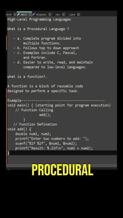 What is a Procedural Language ? Part 2 #javainseconds #coding #java #javaprogramming #procedural ...